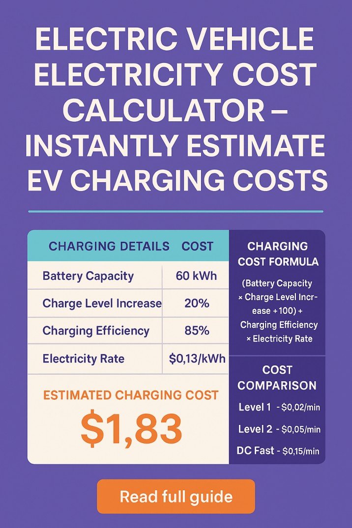 Electric Vehicle Electricity Cost Calculator – Instantly Estimate EV ...